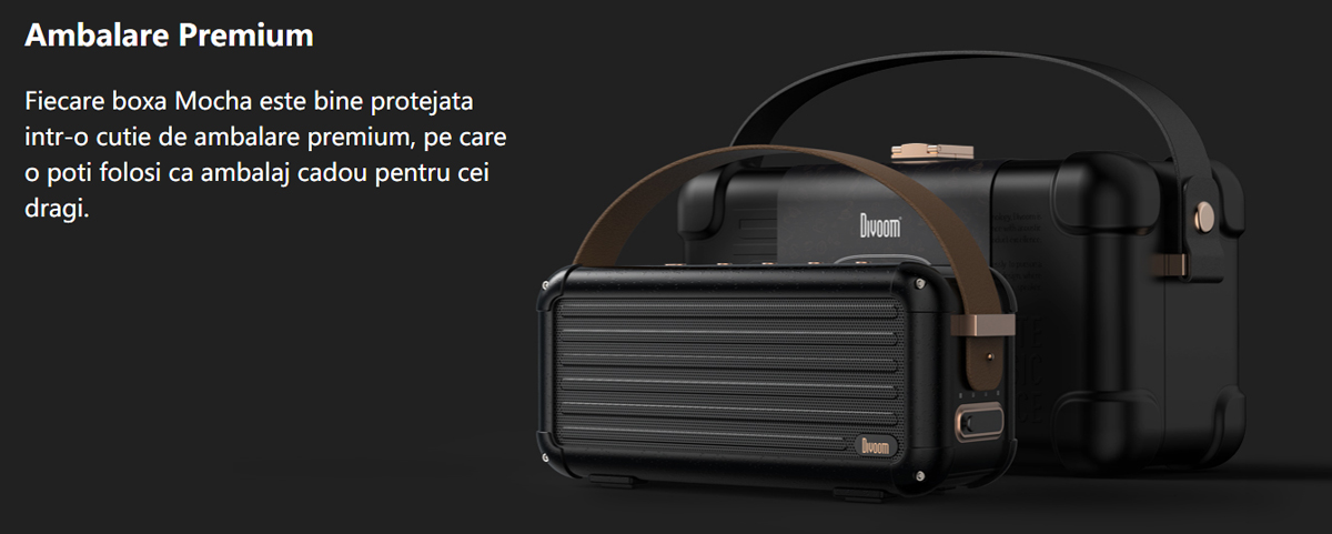 Boxa portabila Bluetooth Divoom Mocha - 40W, Rosu - eMAG.ro