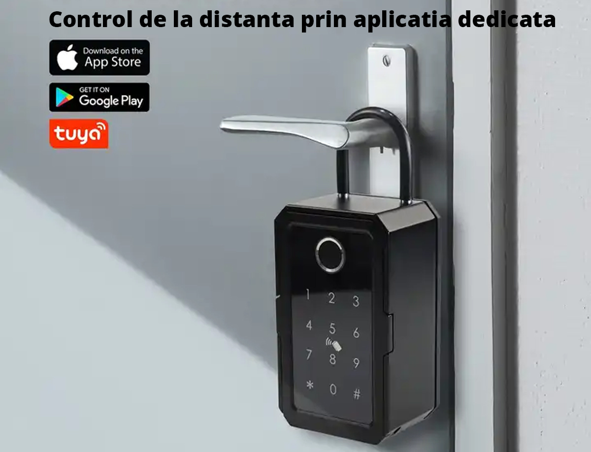 Seif de perete exterior pentru chei, Smart Key Box BLE, IP65, blocare ...