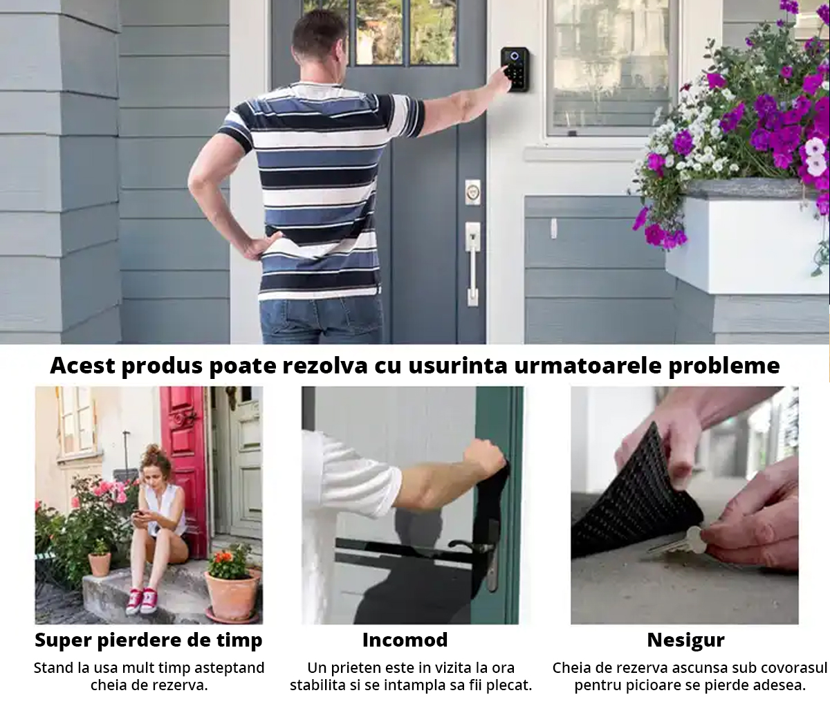 Seif de perete exterior pentru chei, Smart Key Box BLE, IP65, blocare ...