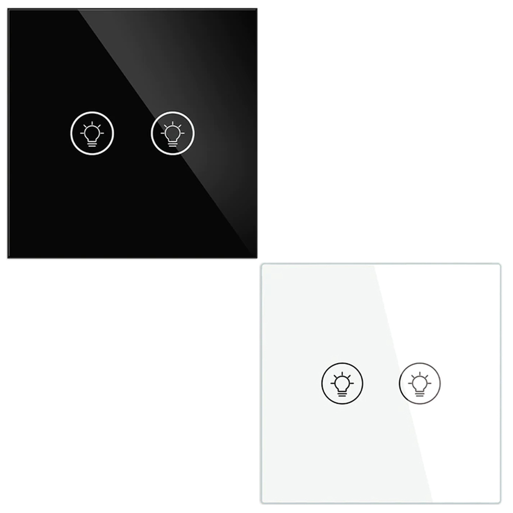 Intrerupator Smart WiFi cu dimmer integrat, 2 circuite, compatibil Tuya ...